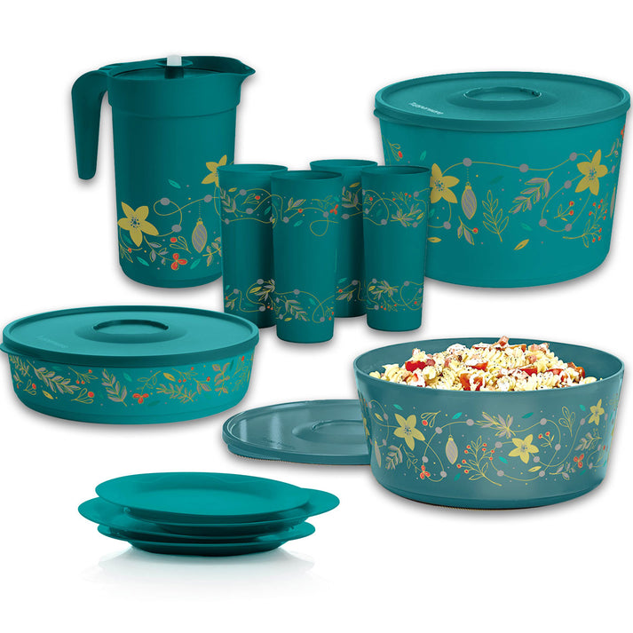 Tupperware® Holiday Holly Serving Set | Bowls, Plates, Tumblers & Pitc ...