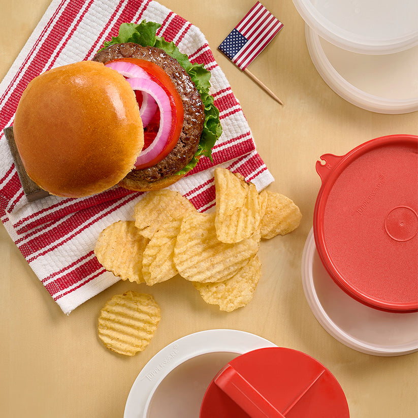 Tupperware® Hamburger Press & Keepers Set | Large Patty Mold & Storage ...